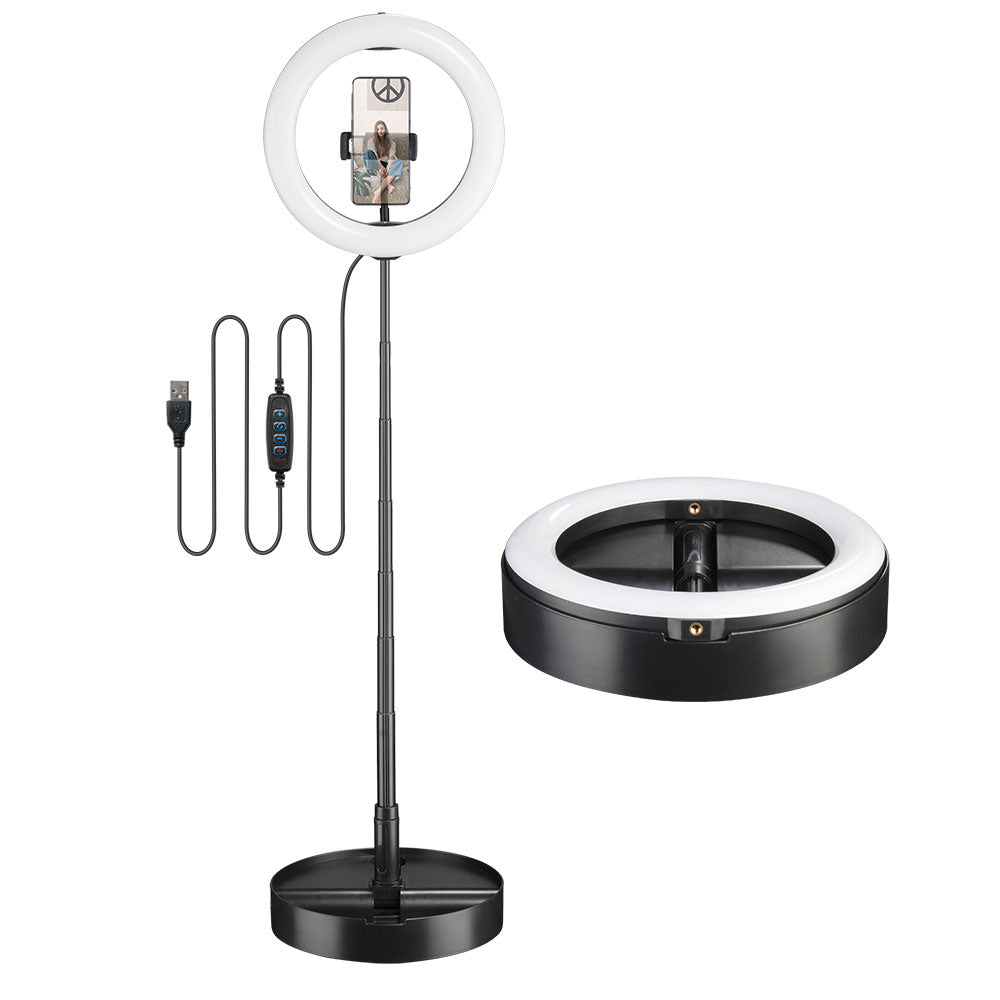Yescom 10" Travel Ring Light Dimmable Selfie Light w/ Phone Holder ...