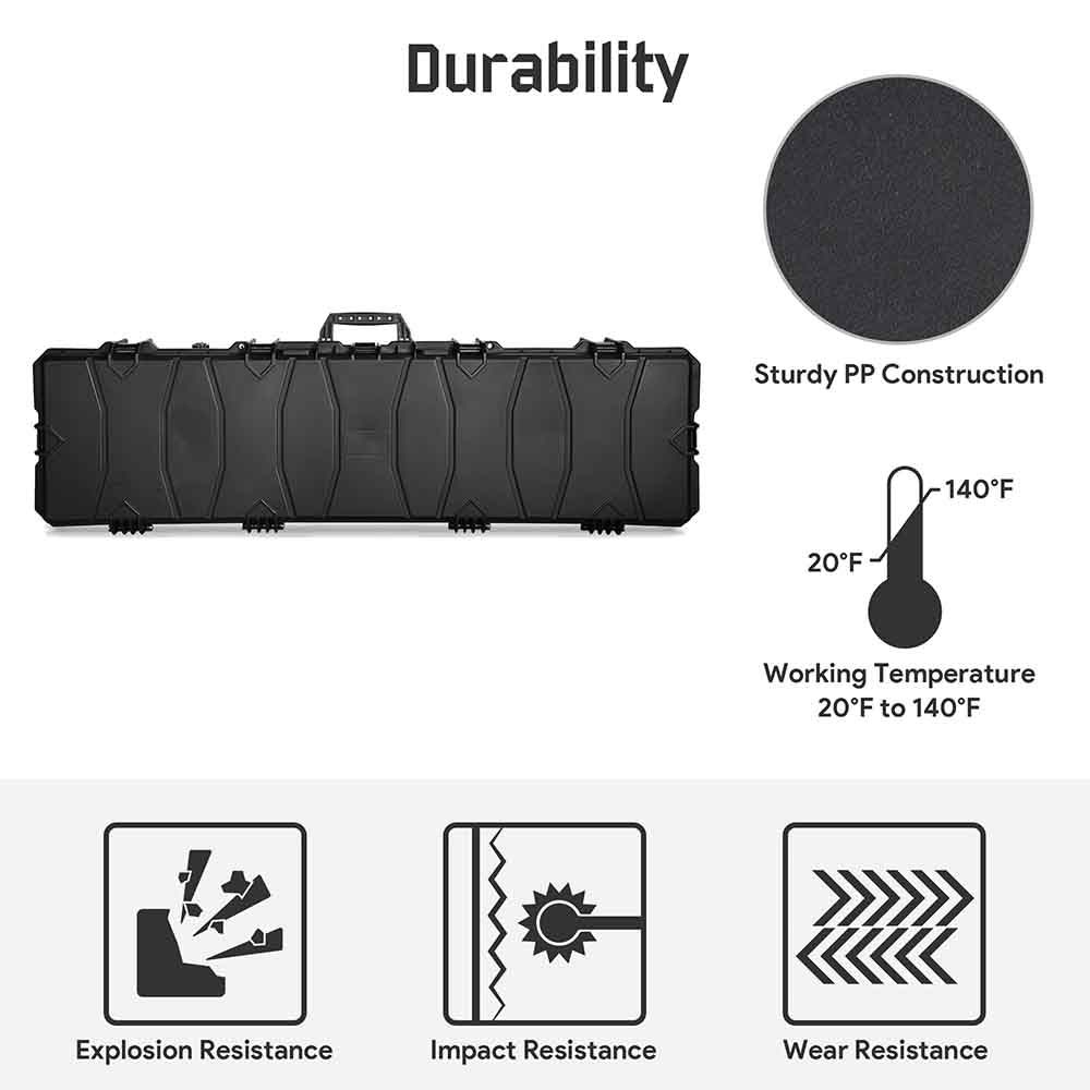Yescom 40" Rolling Rifle Case with Foam TSA Padlocks IP67 Long Hard Ca ...