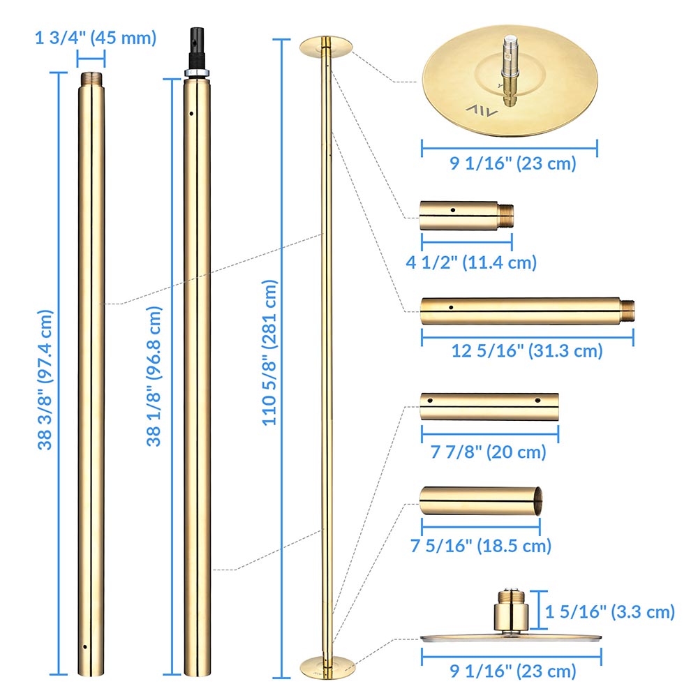 Yescom 9.25FT Golden Portable Spinning Dance Pole D45mm – yescomusa