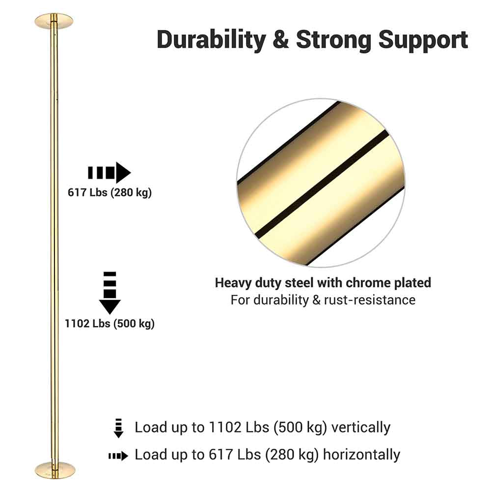 Yescom 9.25FT Golden Portable Spinning Dance Pole D45mm – yescomusa
