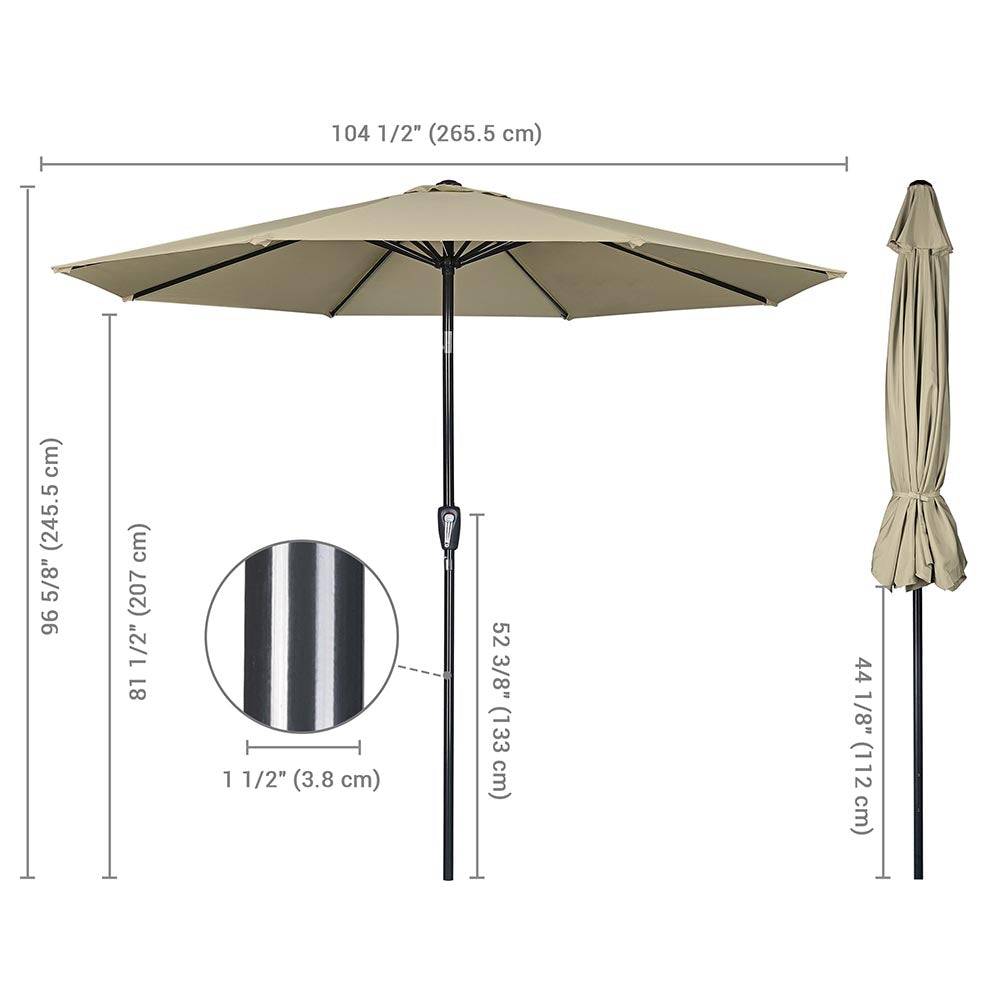 Yescom 9ft 8-Rib Patio Umbrella Tilt 220gsm Canopy UV50+ – yescomusa
