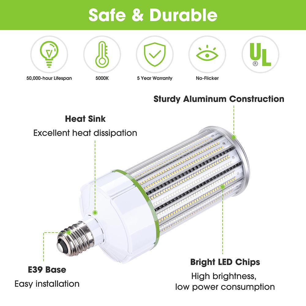 Yescom Warehouse LED Corn Bulb 120w E39 600W Equivalent UL Listed ...