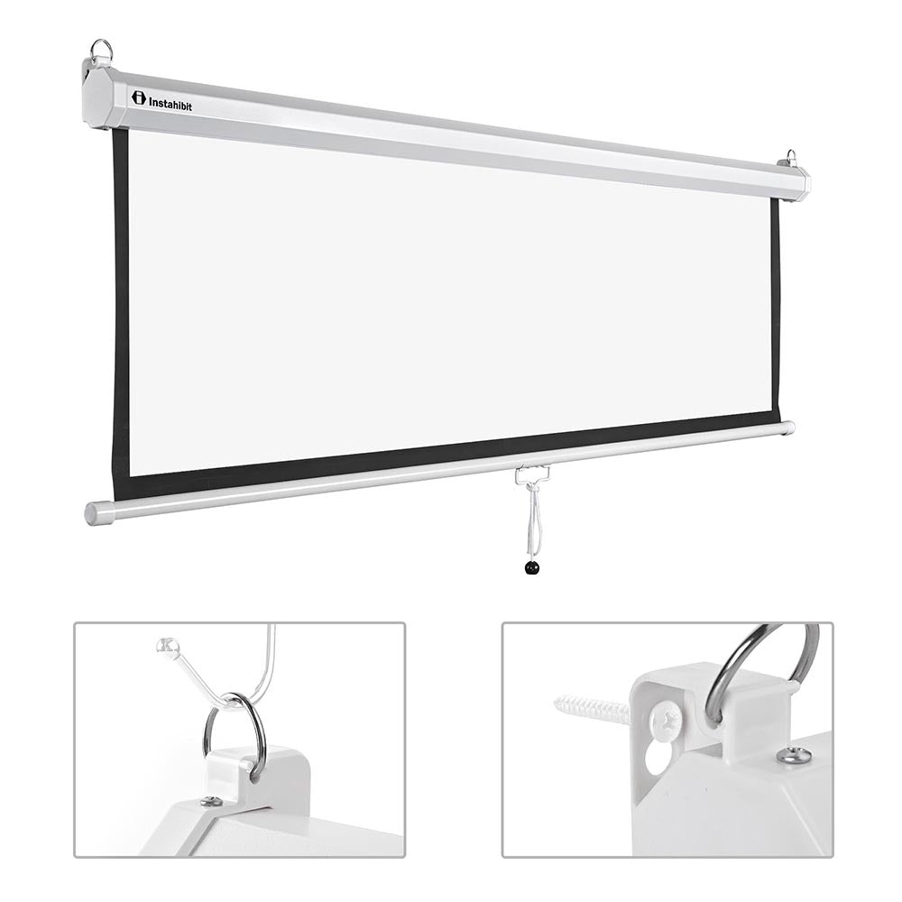 InstaHibit 4:3 Retractable Manual Projection Screen 72" Ceiling Wall ...