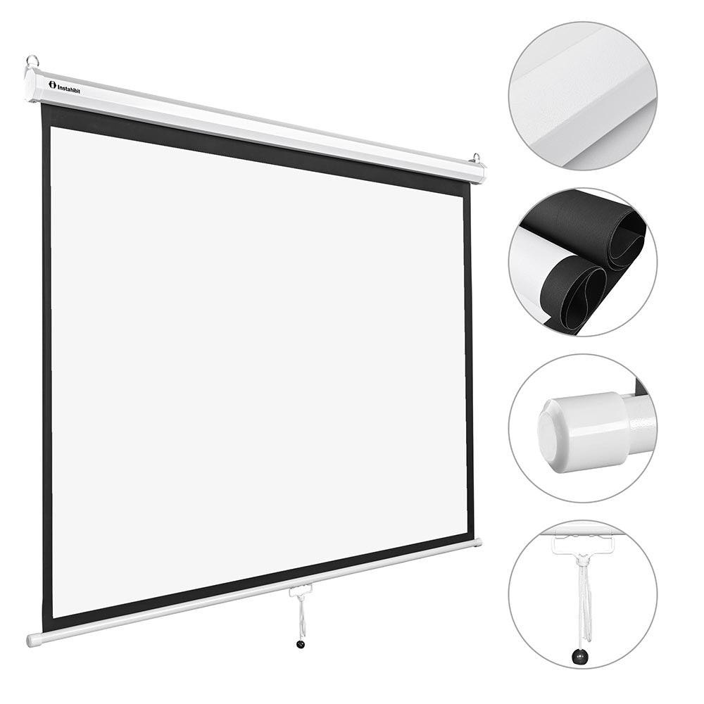 InstaHibit 4:3 Retractable Manual Projection Screen 72" Ceiling Wall ...