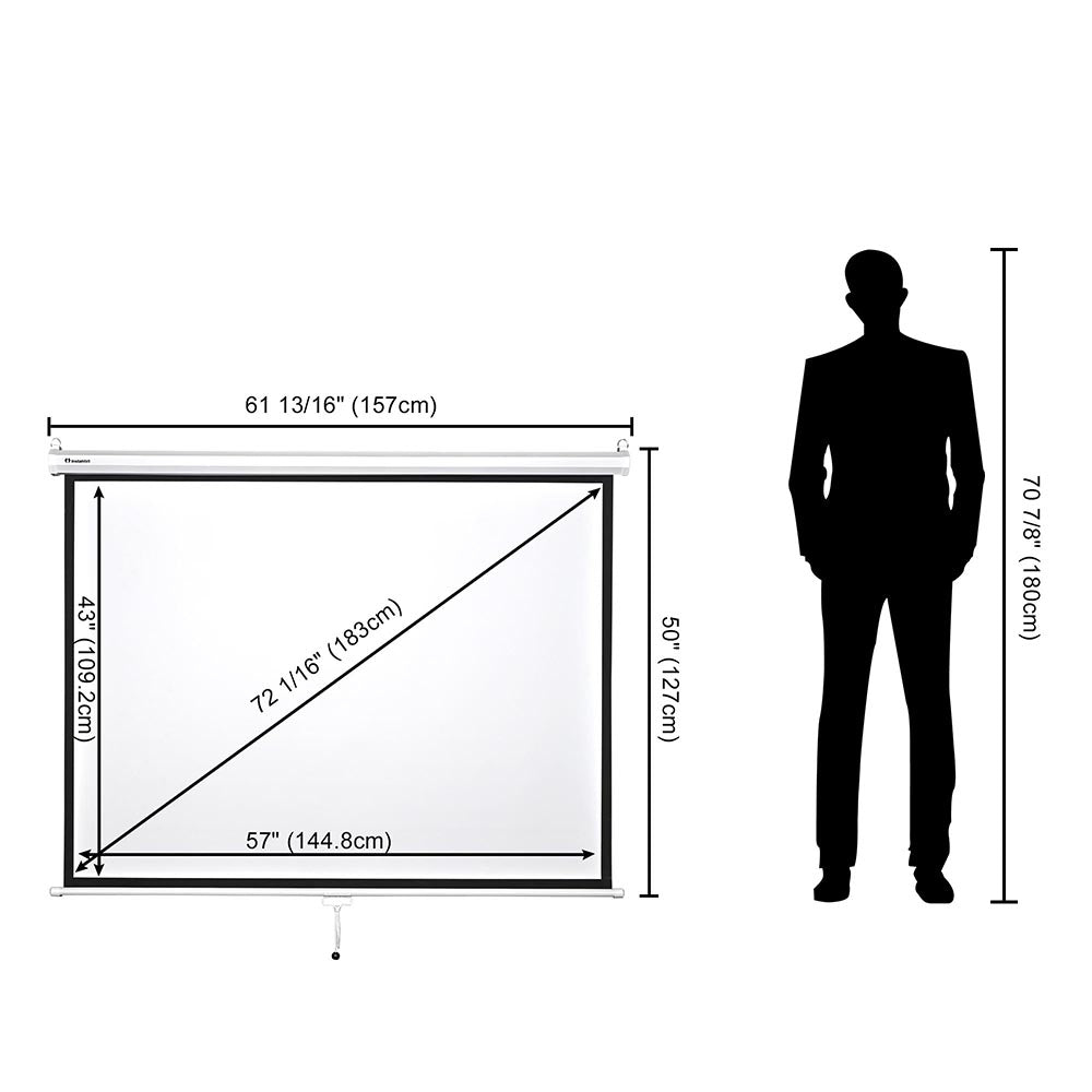 InstaHibit 4:3 Retractable Manual Projection Screen 72" Ceiling Wall ...