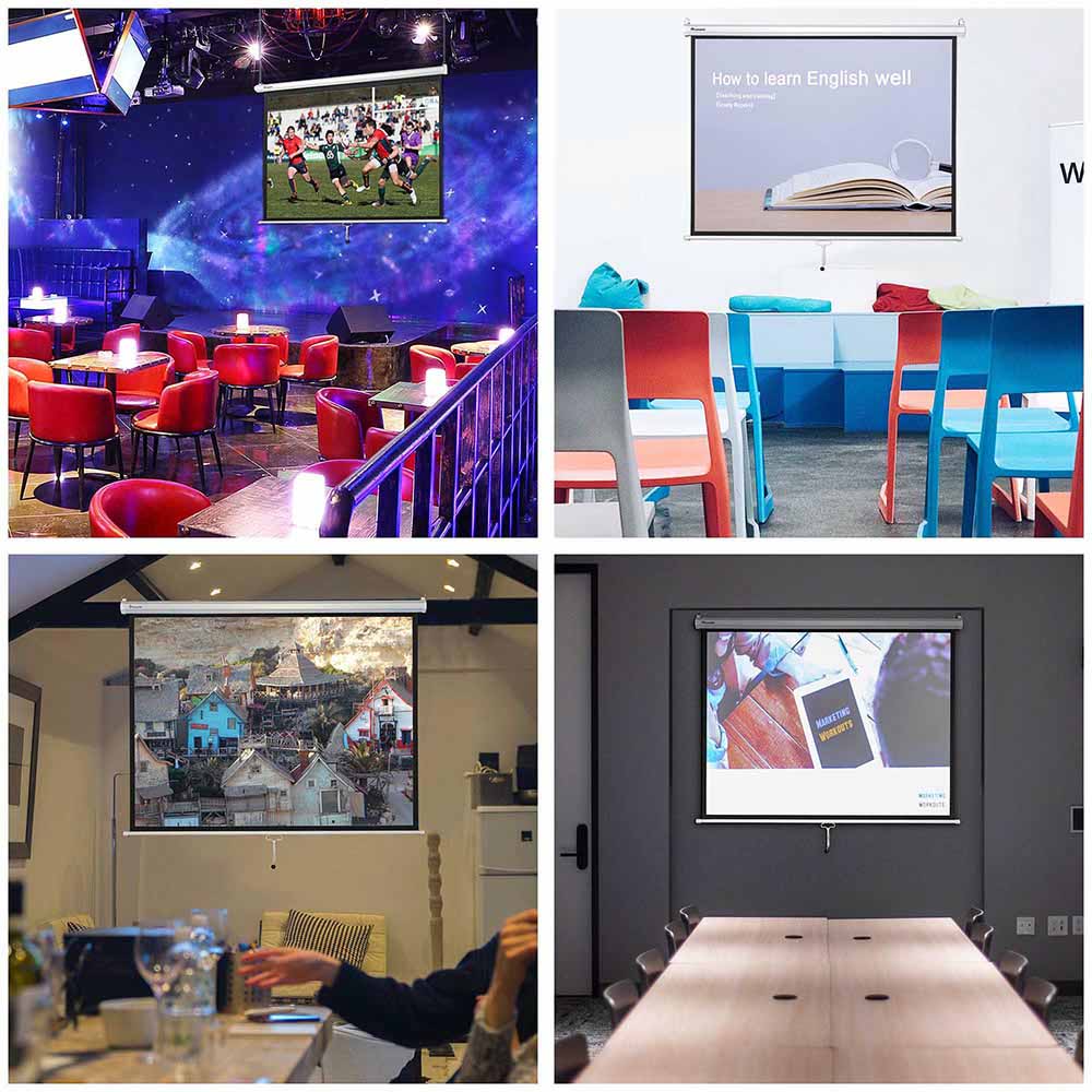 InstaHibit 4:3 Retractable Manual Projection Screen 72" Ceiling Wall ...