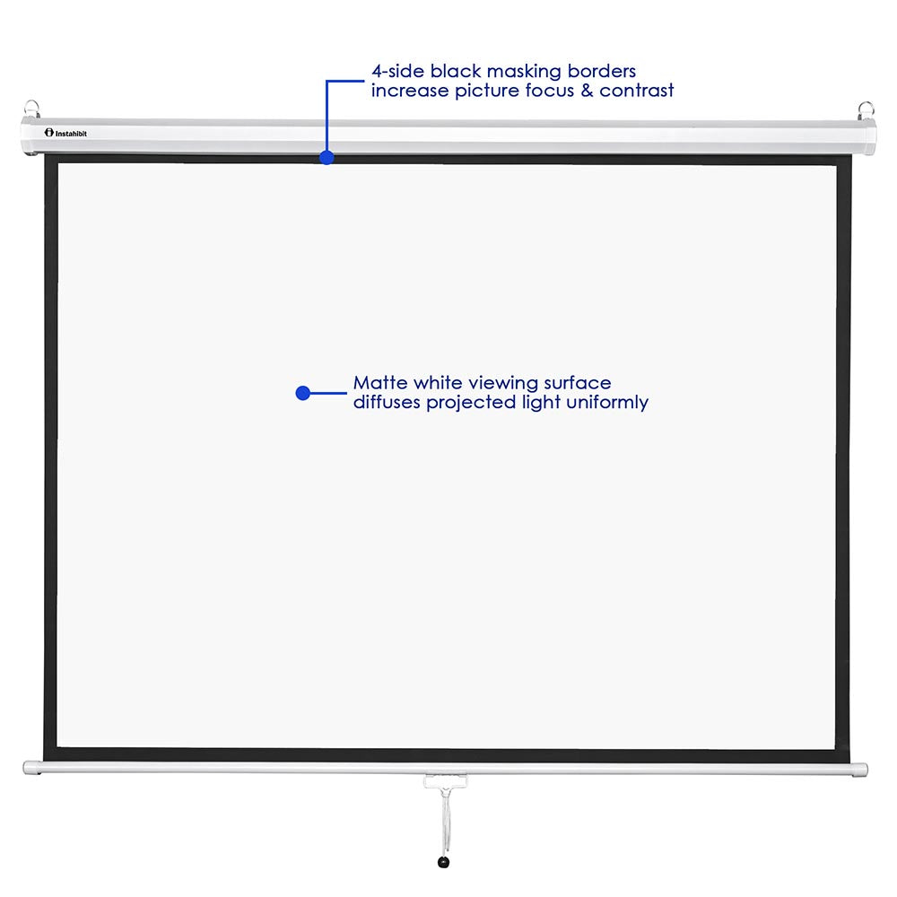 InstaHibit 4:3 Retractable Manual Projection Screen 72" Ceiling Wall ...