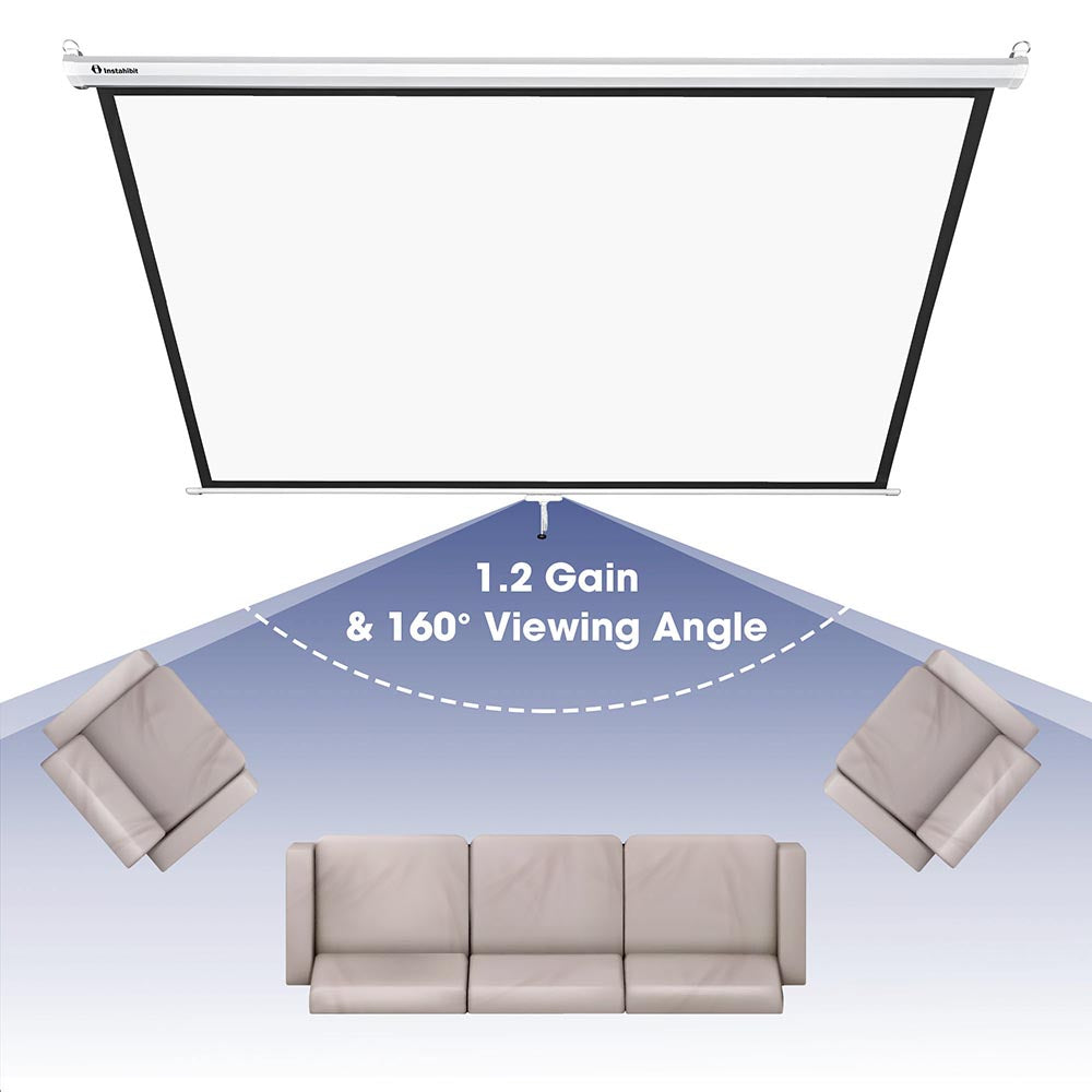 InstaHibit 4:3 Retractable Manual Projection Screen 72" Ceiling Wall ...