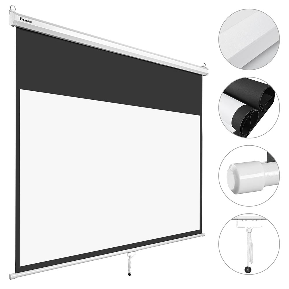 InstaHibit 16:9 Retractable Manual Projection Screen 72" Ceiling/Wall ...