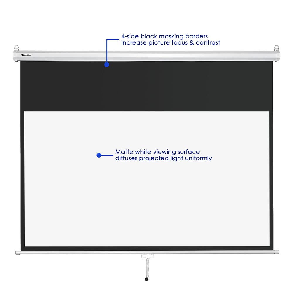 InstaHibit 16:9 Retractable Manual Projection Screen 72" Ceiling/Wall ...