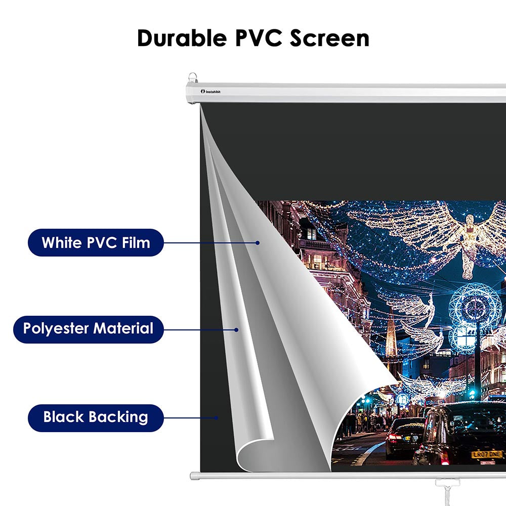InstaHibit 16:9 Retractable Manual Projection Screen 72" Ceiling/Wall ...