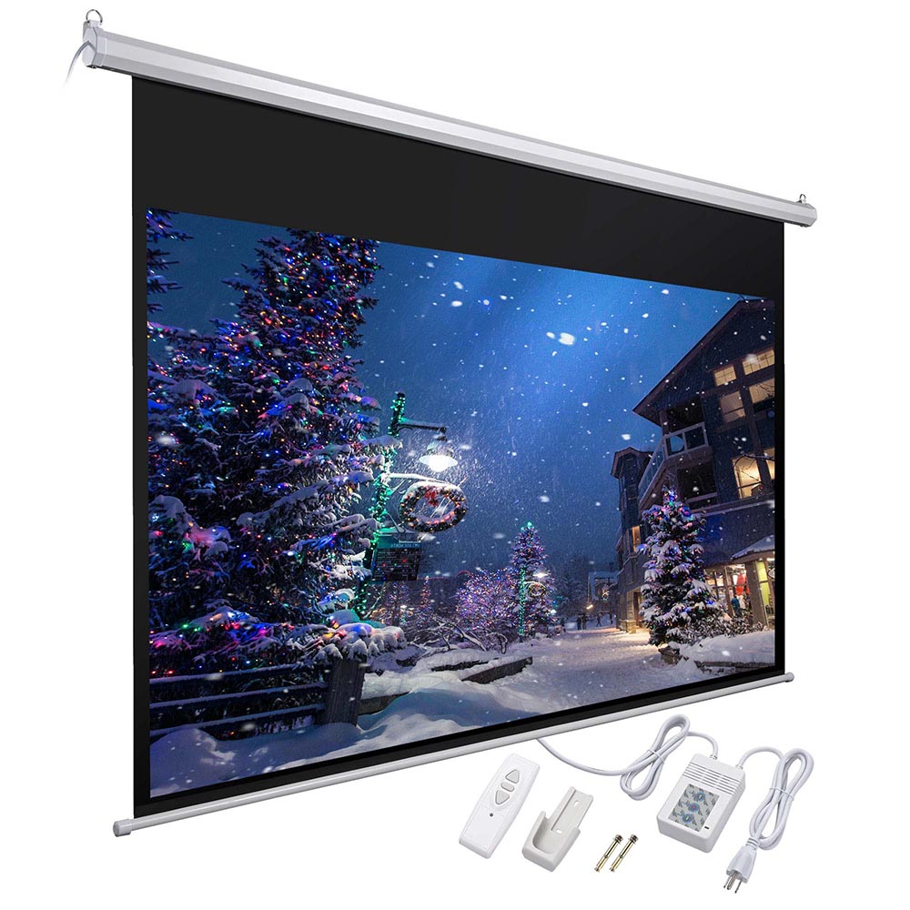 InstaHibit Retractable Electric Projection Screen 92" 16:9 Ceiling Mou ...