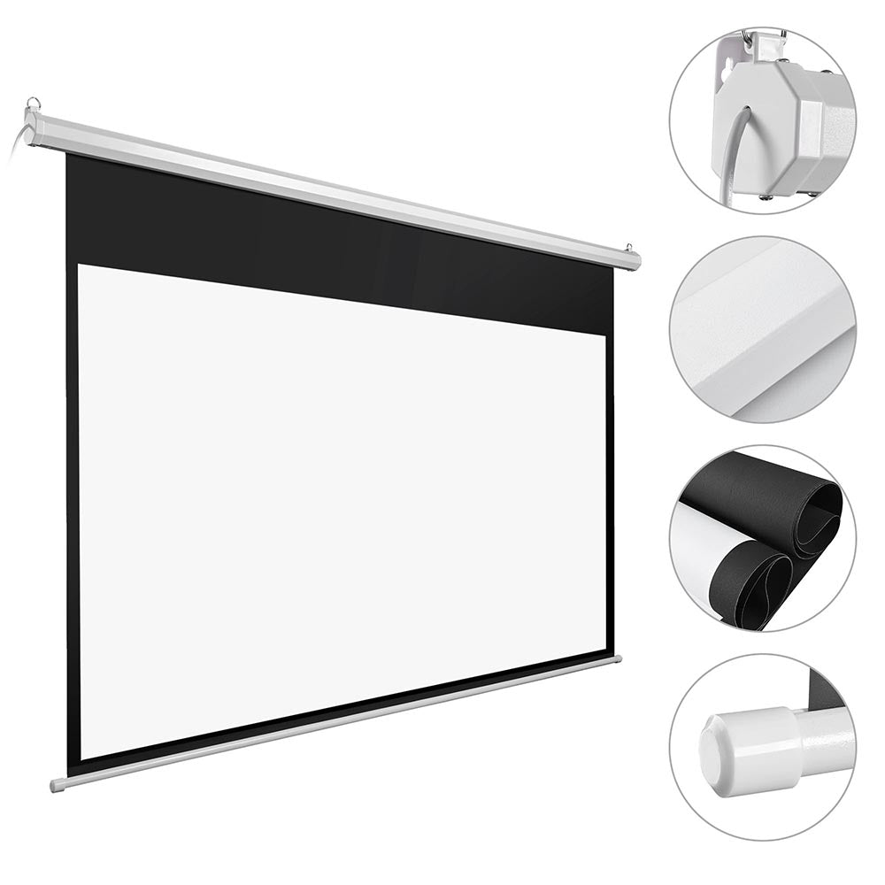InstaHibit Retractable Electric Projection Screen 92" 16:9 Ceiling Mou ...