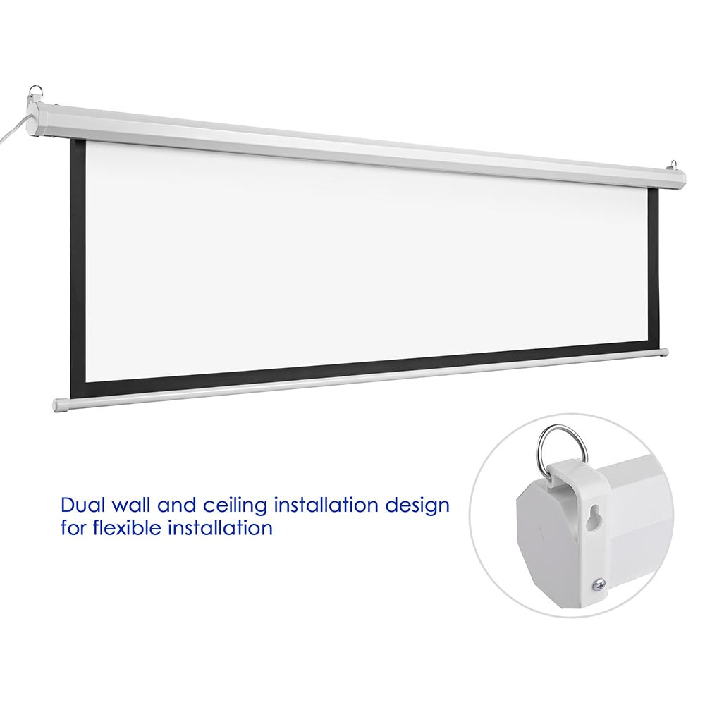 InstaHibit Retractable Electric Projection Screen 92" 16:9 Ceiling Mou ...