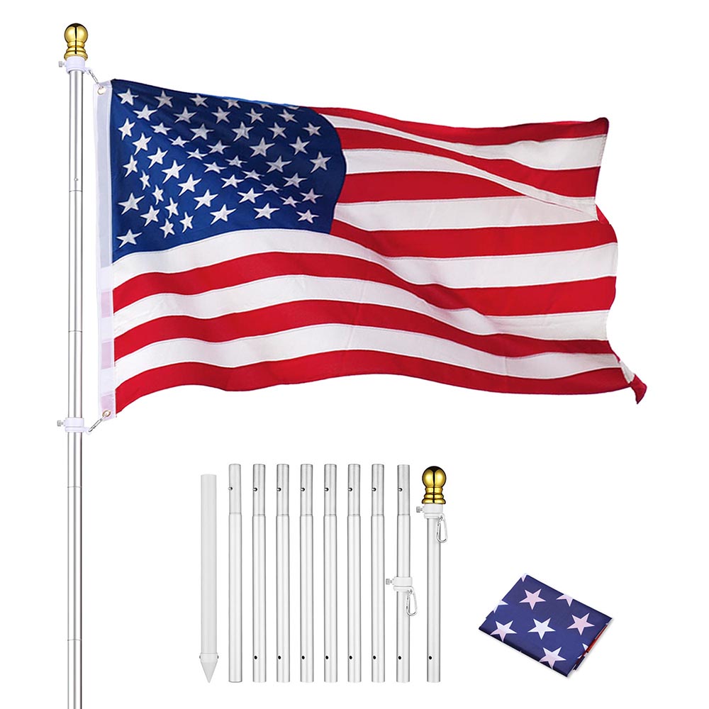 Yescom 10' Aluminum Sectional Flag Pole Set In Ground Flagpole – yescomusa