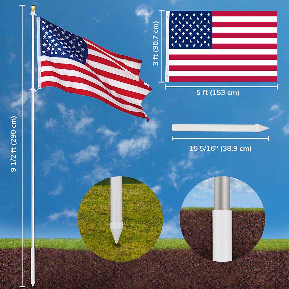 Yescom 10' Aluminum Sectional Flag Pole Set In Ground Flagpole – yescomusa