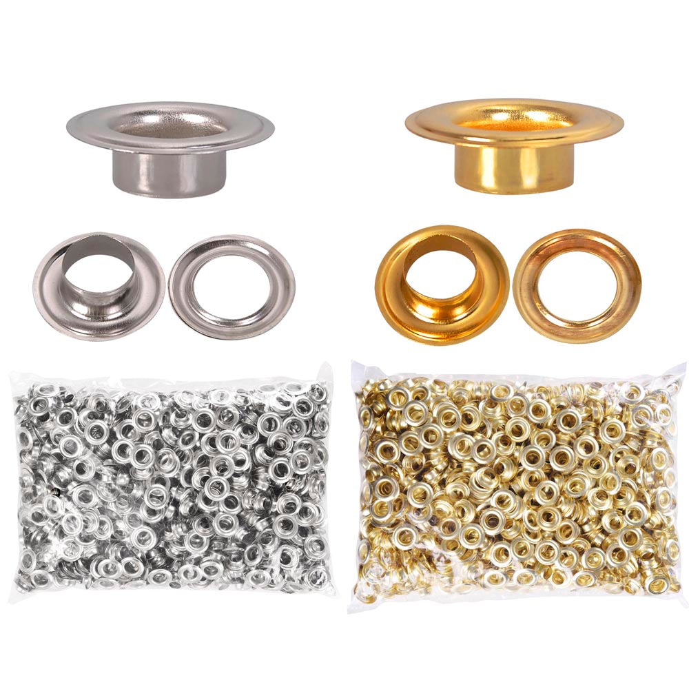 Yescom 1/4" 3/8" 1/2" #0 #2 #4 Grommet & Washer Brass/ Nickel