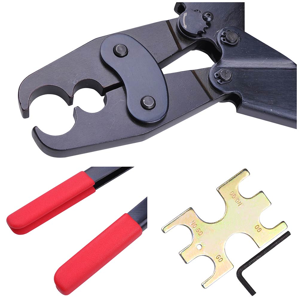Yescom Pex Crimp Tool Ring Crimper w/ Gauge 1/2" 3/4" Red – yescomusa