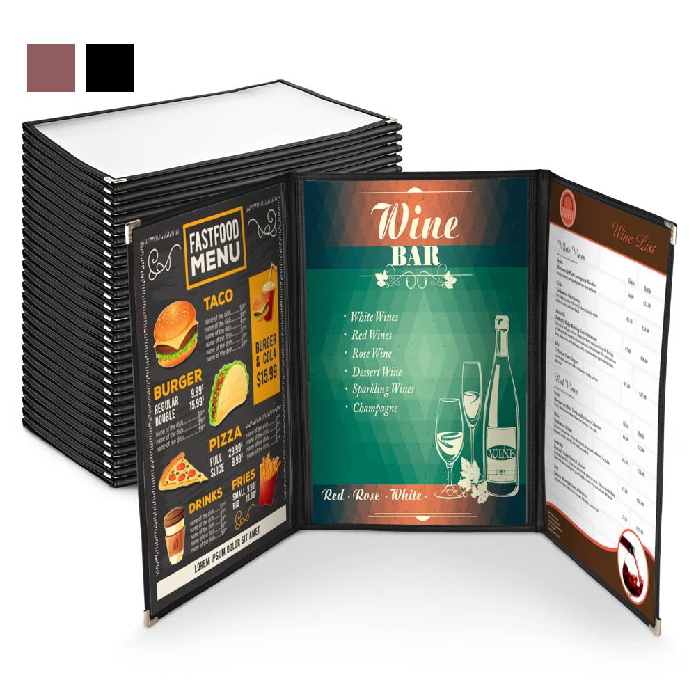Yescom 30x Menu Covers Cafe Restaurant Triple 8.5x14 – yescomusa