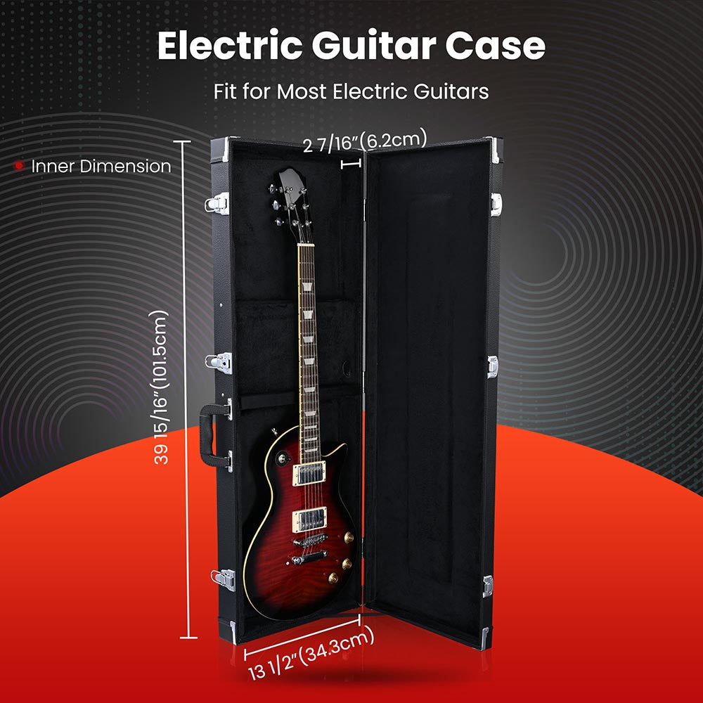 Yescom Lockable Universal Electric Guitar Hard-Shell Case 41"x14" Wood ...