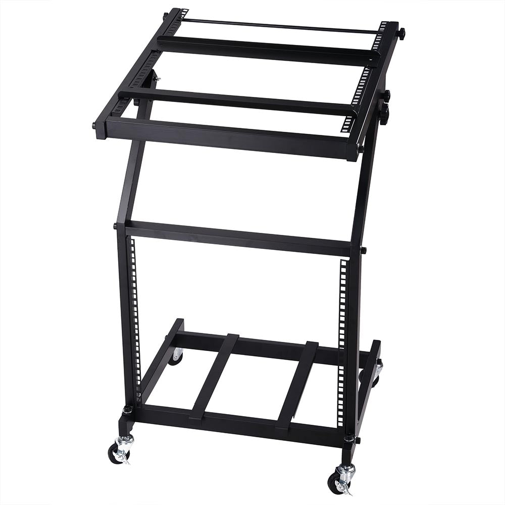 Yescom 19in 9U Stage Rolling Audio Mixer Stand Rack Cart w/ 4 Poles ...