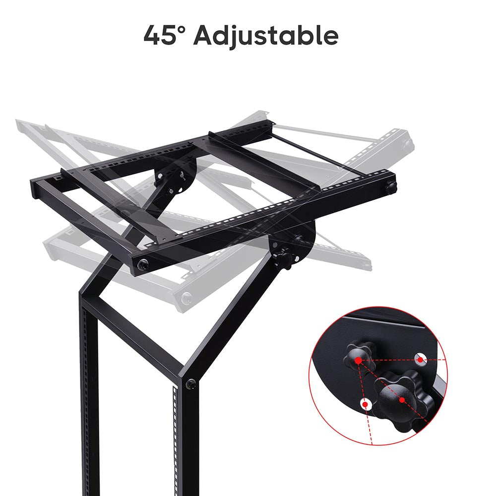 Yescom 19in 12U Stage Rolling Audio Mixer Stand Rack Cart w/ 4 Poles ...
