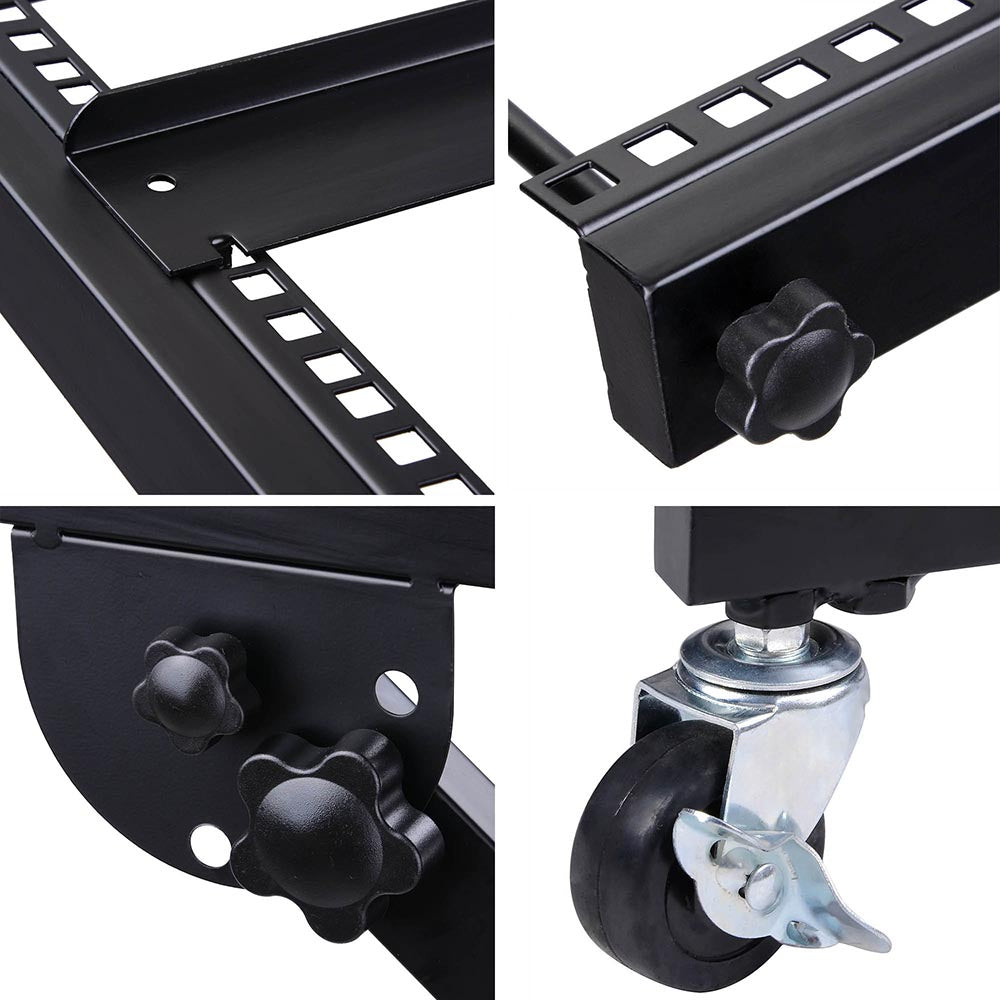 Yescom 19in 16U Stage Rolling Audio Mixer Stand Rack Cart w/ 4 Poles ...