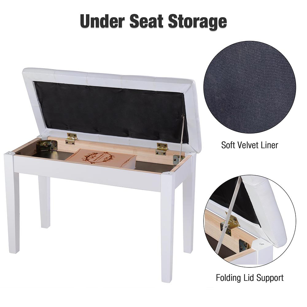Yescom Duet Piano Bench Seat Keyboard Wood Upholstered w/ Storage ...
