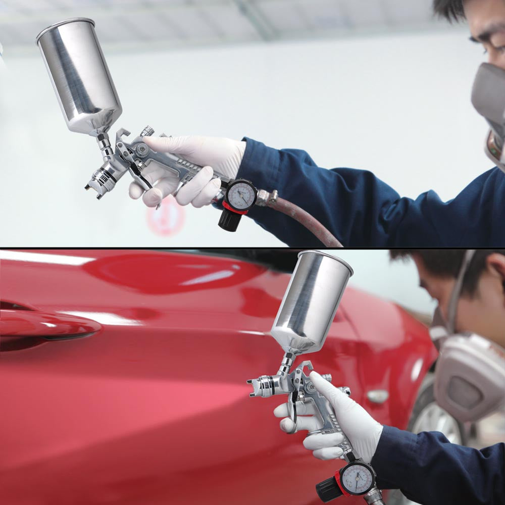Yescom Automotive Paint Sprayers Gravity Feed HVLP Spray Kit Silver ...