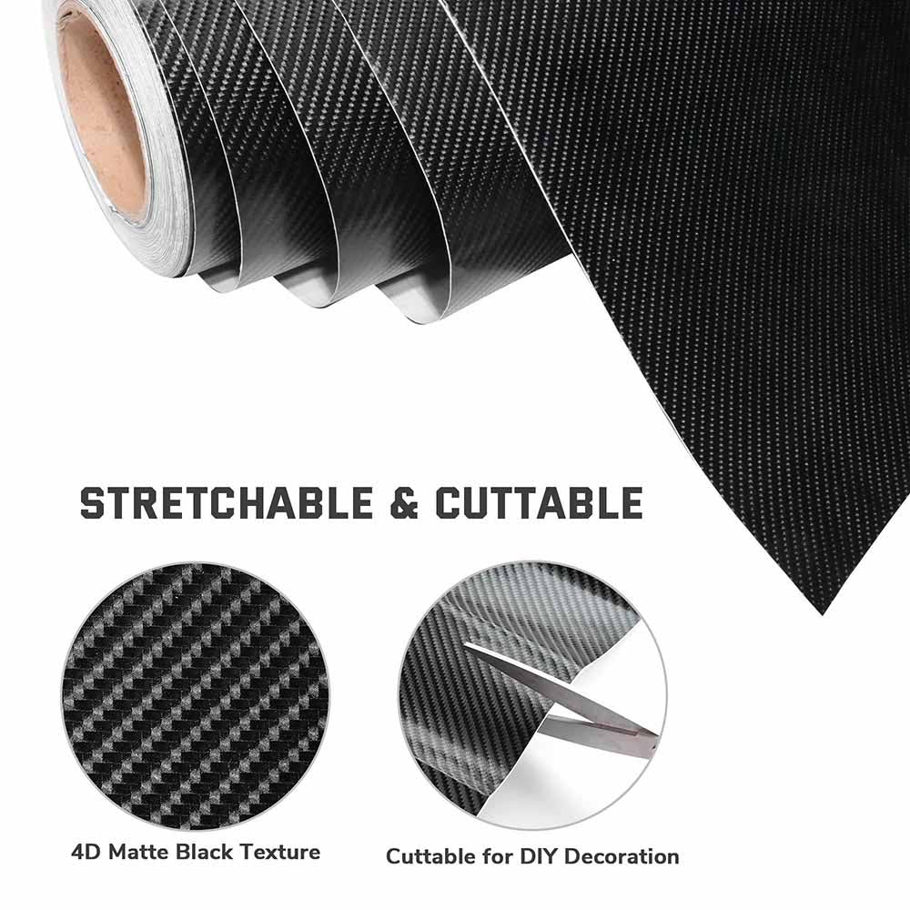 Yescom Carbon Vinyl Wrap Roll 5' x 100' Auto Car 4D Sticker Black ...