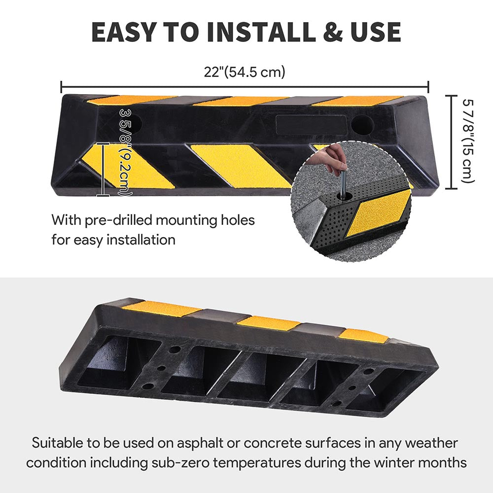 Yescom 22 in Commercial Rubber Parking Stop Block Wheel Tire Curb ...