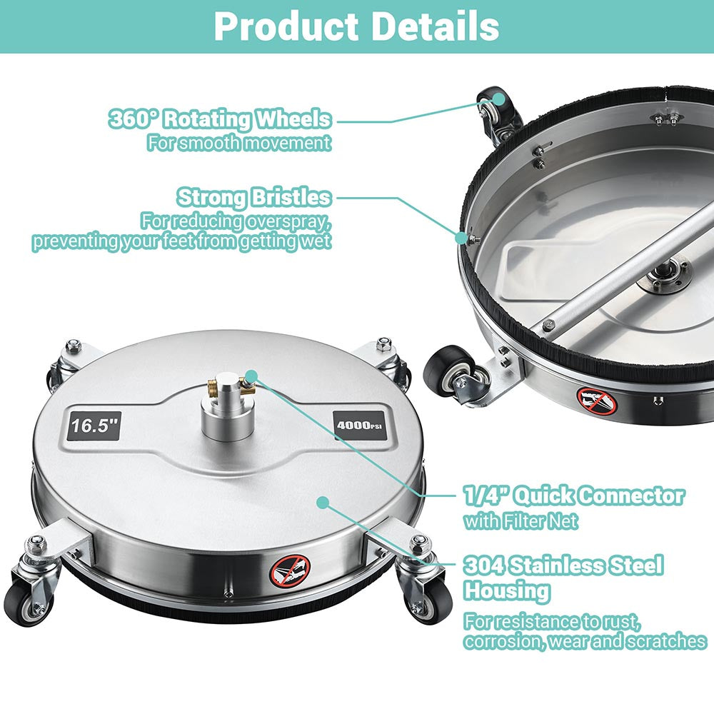 Yescom 16.5in Pressure Washer Surface Cleaner Stainless Steel – yescomusa