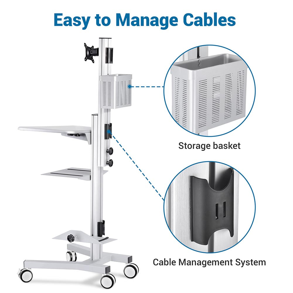 Yescom PC Computer Desktop Rolling Mobile Cart Workstation – yescomusa