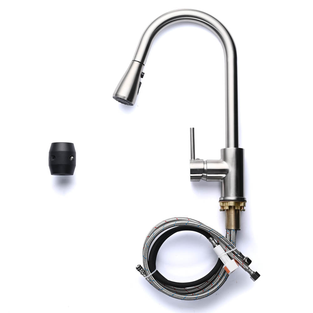 Aquaterior Pull Down Kitchen Faucet with Sprayer 2.2GPM Brushed Nickel ...